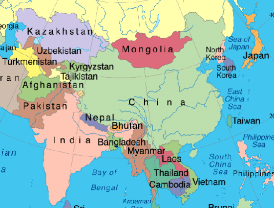 World Map India And Japan - Map of world