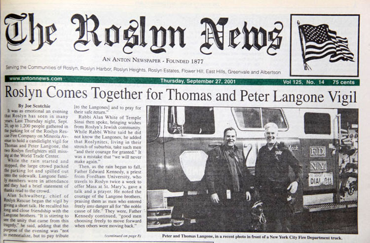 9/11: Remembering Thomas and Peter Langone, Roslyn, NY