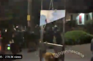 Portland Rioters Wheel Guillotine Through Suburbs, Execute American Flag