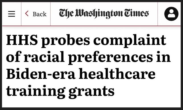 HHS to Investigate Biden-Era Race-Based Grant Programs Flagged By Equal ...